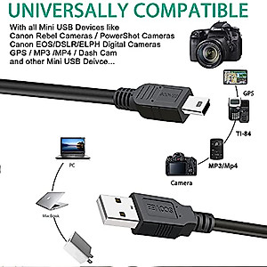 Camera USB Cable Cord for Canon Rebel/PowerShot/EOS/DSLR/ELPH Digital Cameras,SCOVEE Transfer Wire Data Cable for Canon Rebel Camcorder,Vixia PC Computer Interface Charger Replacement 6FT Long