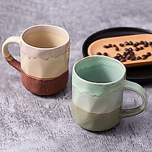 Cutiset 15 Ounce Ceramic Lava Mugs, Unique Glazed Microwave Safe and Oven Safe Coffee Mug Set of 4, Multicolor