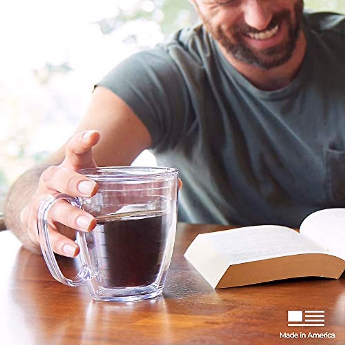 Tervis Made in USA Double Walled Stay Wild Insulated Tumbler Cup Keeps Drinks Cold & Hot, 16oz Mug - No Lid, Clear