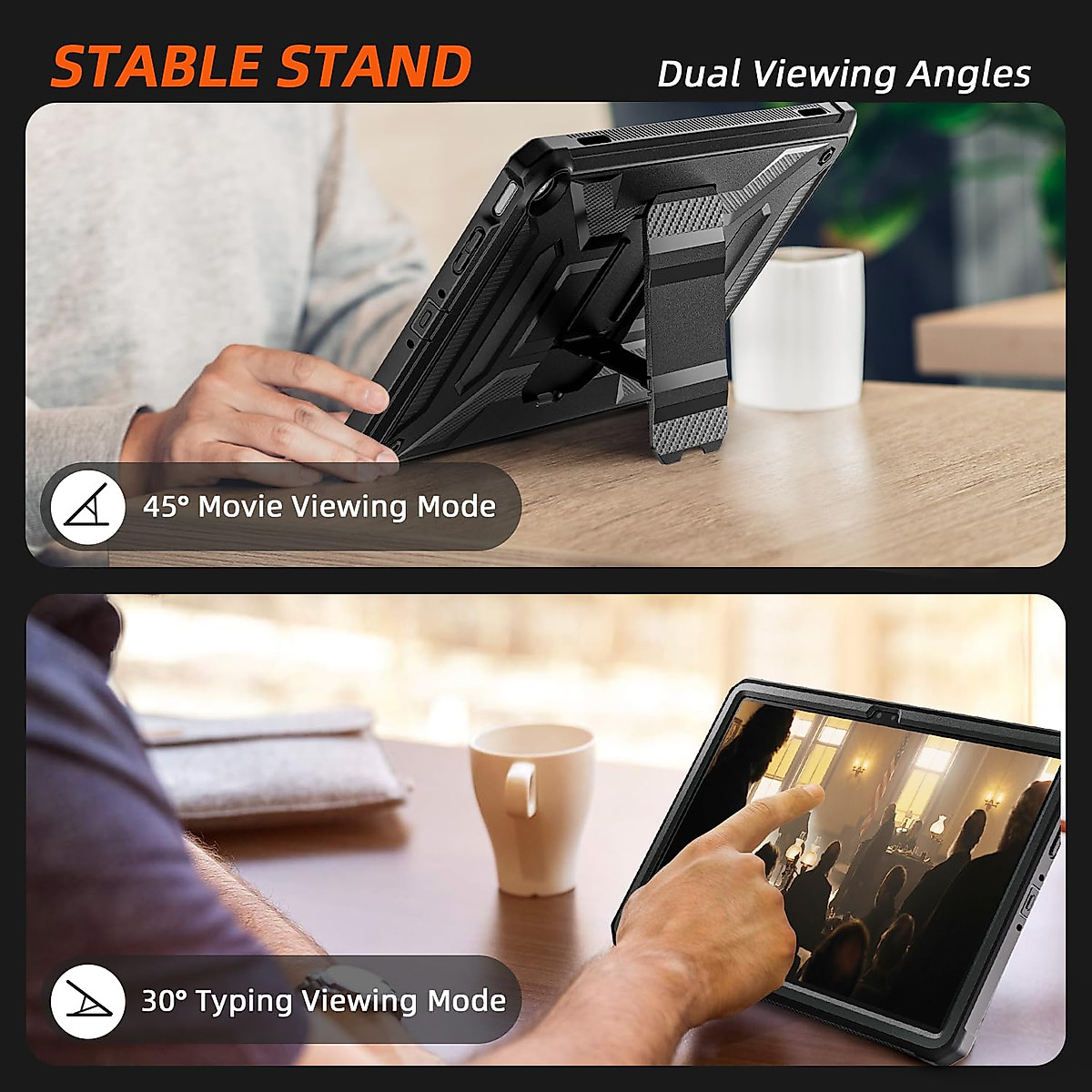 All-New Amazon Fire Max 11 Tablet case (13th Generation, 2023 Release), DJ&RPPQ Full Body Rugged Hands-Free Viewing Stand Back Cover with Screen Protector, Incompatible with iPad Samsung - Black