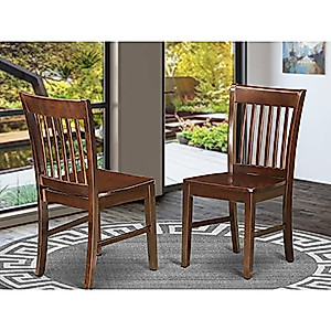 East West Furniture NFC-MAH-C Norfolk Dinette Chairs - Linen Fabric Upholstered Wooden Chairs, Set of 2, Mahogany