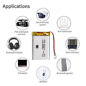 EEMB Lithium Polymer Battery 3.7V 900mAh 603048 Lipo Rechargeable Battery Pack with Wire JST Connector for Speaker and Wireless Device- Confirm Device & Connector Polarity Before Purchase