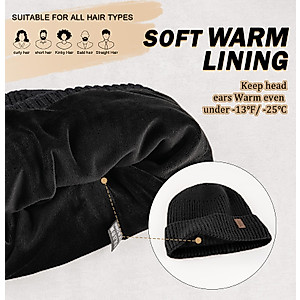 Wmcaps Warm Beanie for Men Women, Fleece Lined Beanie Warm Winter Caps Unisex Fashion Knit Cuffed Cap (Black)