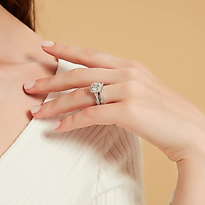 Mameloly 1.2ct Wedding Rings for Women Bridal Rings Sets Round Cut Cubic Zirconia Halo CZ Engagement Rings Twisting Infinity Pave Set Size 6