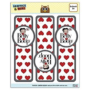 Betty Boop Heart Logo Set of 3 Glossy Laminated Bookmarks