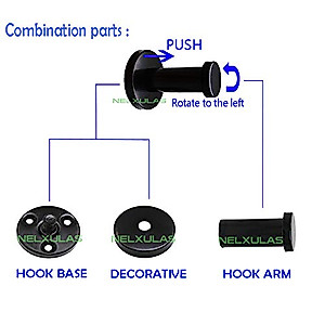 NELXULAS Classic Black Stainless Steel Single Super Heavy Duty Wall Mount Hook, Bath Towel Hooks, Coat Hanger (2", 6 PCS)