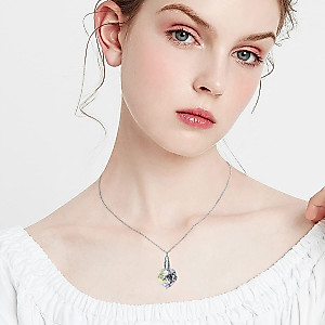 TOUPOP Lily Urn Necklace Heart Cremation Jewelry for Ashes 925 Sterling Silver Flower Pendant Necklaces with Crystal w/Funnel Filler Memorial Keepsakes Jewelry Gifts for Women Girls