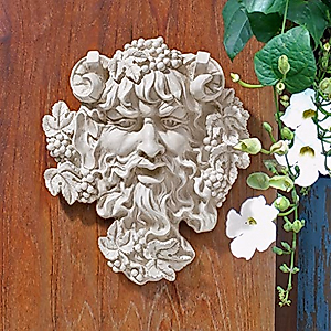 Design Toscano OS6212M Bacchus, Grape Harvest Wine Greenman Face Wall Sculpture, Medium Size, 10 inches wide, 12 inches tall, Handcast Polyresin, Antique Stone Finish