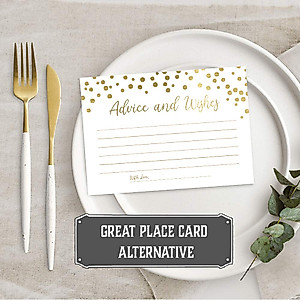 Set of 50 Gold Advice and Wishes Cards, Perfect for the Bride and Groom, New Mr and Mrs, Baby Shower, Bridal Shower, Wedding Shower, Reception, Graduation Party, Retirement Party, Anniversary