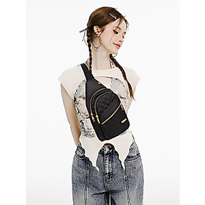 AOSTIHOT Crossbody Small Sling Backpack Sling Bag for Women, Chest Bag Daypack Crossbody for Travel Sport Running Hiking Black