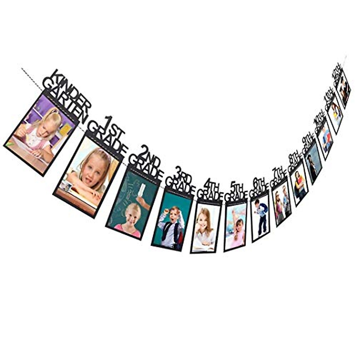 Grad Photo Banner, 1st - 12th Grade Banner Congrats Graduate - 2022 Grad Photo Props Decorations Party Supplies for Grad Party Bunting Black