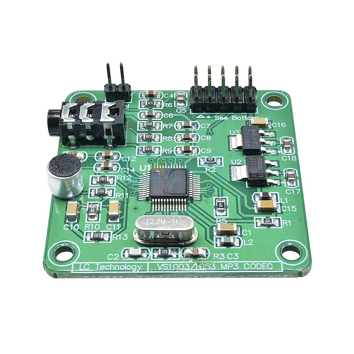 HiLetgo VS1053 MP3 Audio Player Module Audio Decoder Board Onboard Recording Microphone SPI Interface OGG Output Port Line-in 12.288Mhz