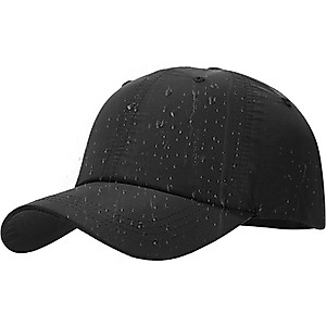 Black Waterproof Baseball Cap for Men Women Breathable UPF50+ Sport Outdoor Caps Quick Dry Adjustable Rain Hat