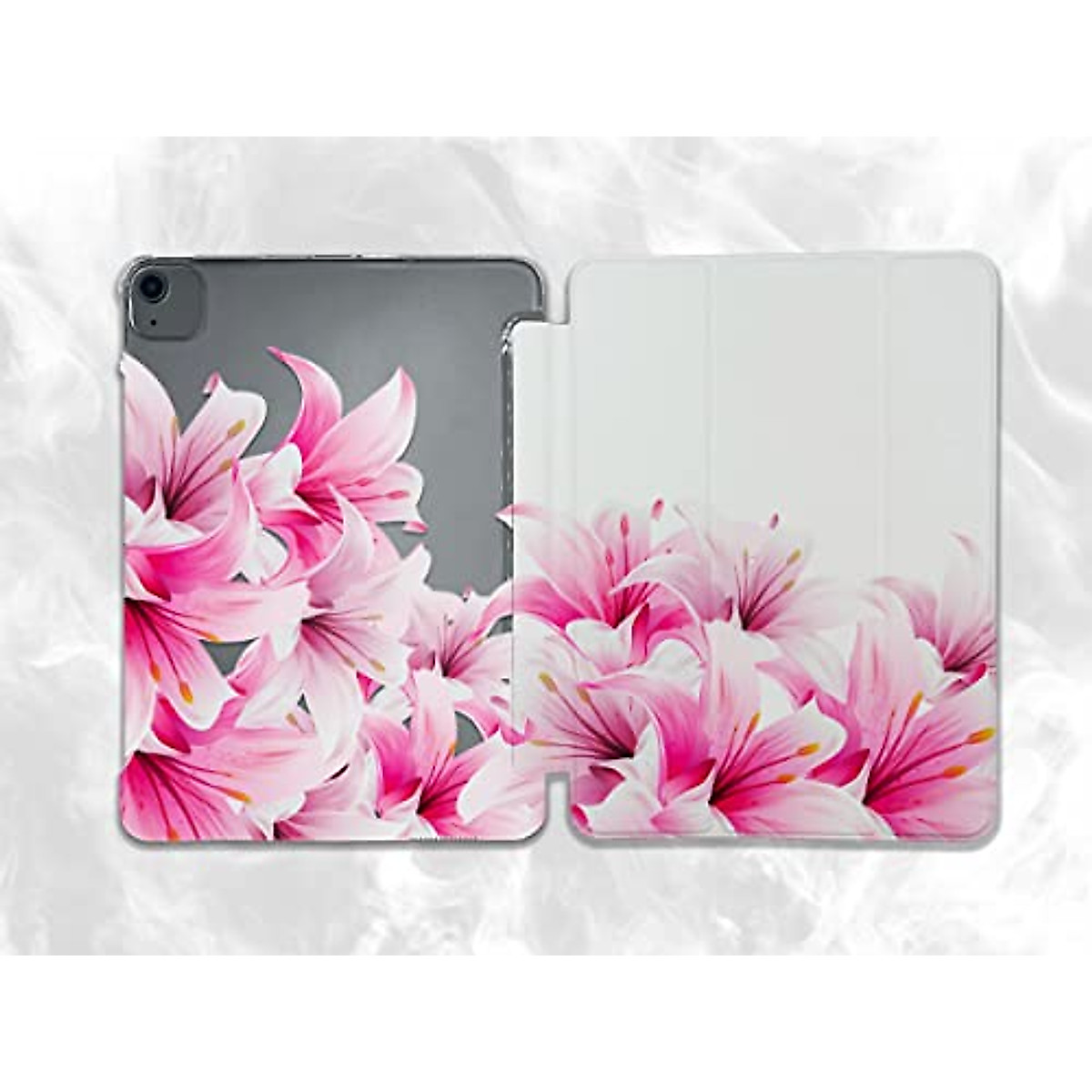 Kawaii Pink Lily Cute Flowers case Compatible with iPad Mini Air Pro 7.9 8.3 9.7 10.2 10.9 11 12.9 inch Pattern Cover New 2022 2021 Trifold Stand 3 4 5 6 7 8 9 Generation 515 (7.9" Mini 4/5)