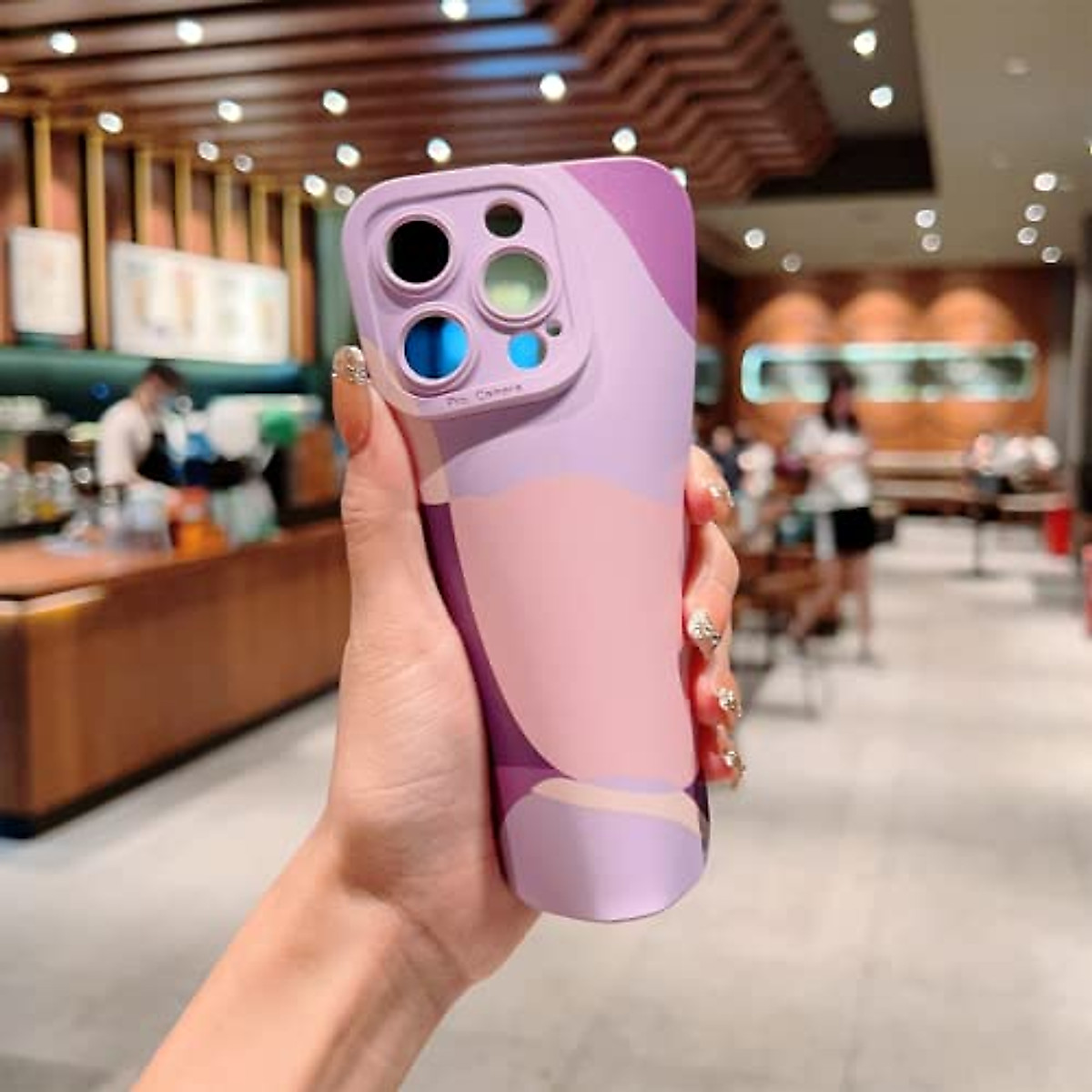 YKCZL Compatible with iPhone 14 Pro Max Case,Cute Painted Art Heart Pattern Full Camera Lens Protective Slim Soft Shockproof Phone Case for Women Girls-Purple