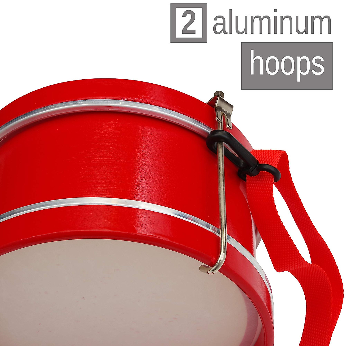 Tunable Marching Drum for Kids - Wooden Frame - Plastic Head, Wood Sticks - Adjustable Strap - 9-inch Snare Drum for Children