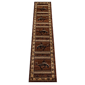 Western Area Rug Design 370 Lodge Brown (2 Feet 4 Inch X 10 Feet 9 Inch) Runner