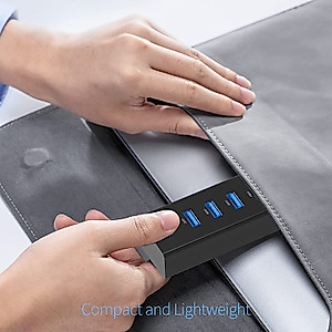 W Come Ture Data Black USB Hub Splitter 7-Port USB 3.0 Hub with 11.8 inch Long Cable Powered USB Hub for Laptop, PC, MacBook, Mac Pro, Mac Mini, iMac, Surface Pro and More