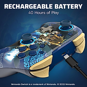 PDP Rematch Enhanced Wireless Nintendo Switch Pro Controller - Rechargeable Battery Powered, Link Hero (Glow in The Dark)