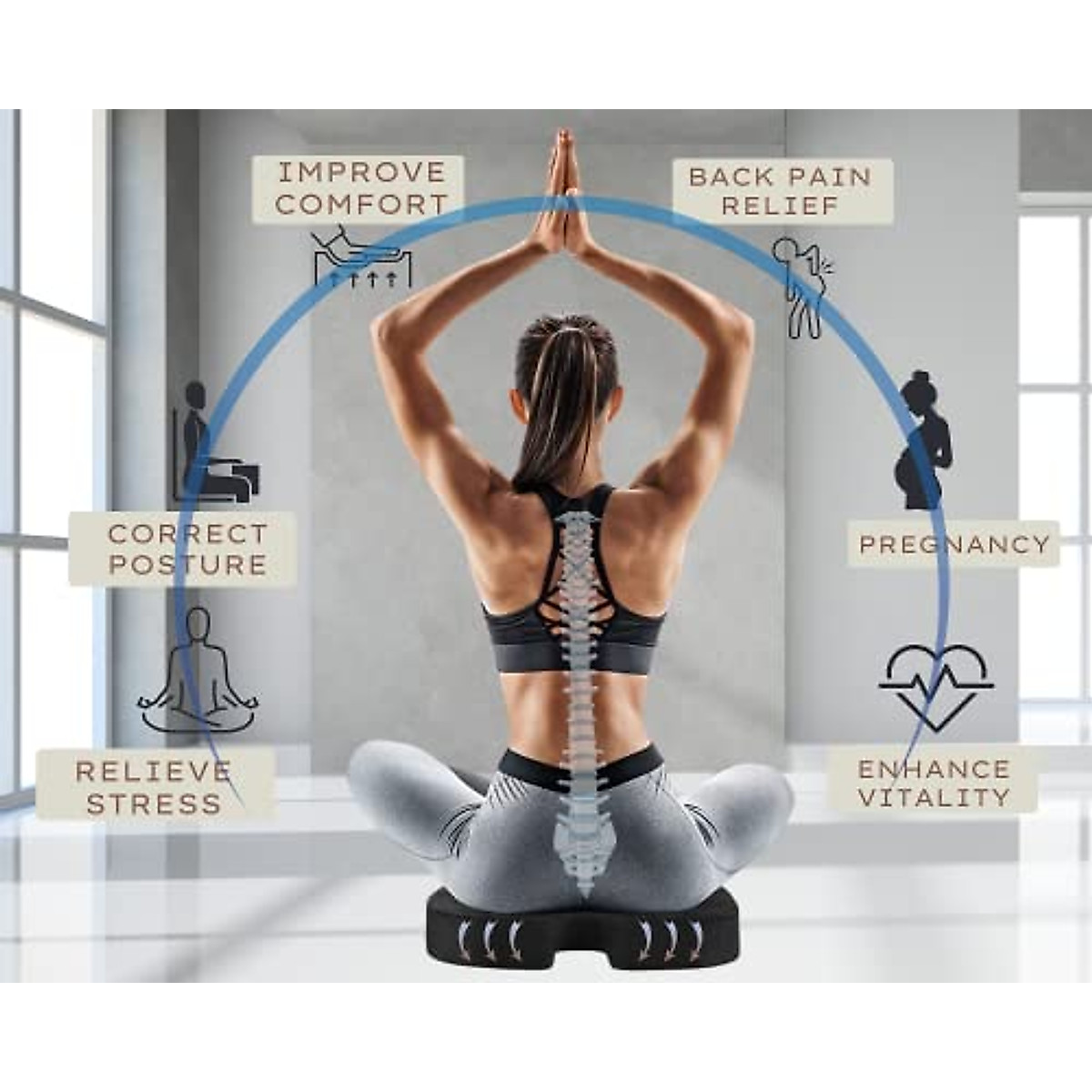 Comfilux Gel Car Seat Cushion - Office Chair Memory Foam for Butt, Sciatica Comfort - Ergonomic Coccyx, Back, Tailbone Pain Relief Pad - Pillow for Automotive Drivers, Computer Desk Chairs