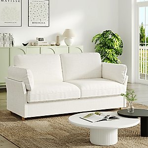 Vesgantti Loveseat Sofa, 70 inch Beige Couch, Modern Comfy Sofa with Deep Seat Soft Cushions, Small Sofa Couches for Living Room, Apartment, Office, Small Spaces, Tool-Free Assembly (70 Inch, Beige)