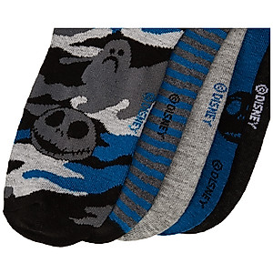Disney Men's Nightmare Before Christmas 5 Pack Crew Socks, Grey Blue Multi, 10-13