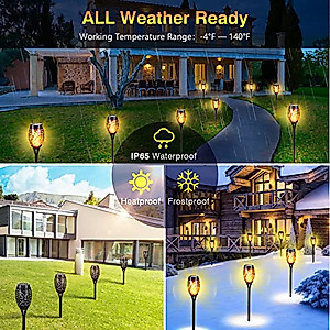 Futuriol Solar Outdoor Lights, 4Pack 12LED Solar Tiki Torches with Flickering Flame for Garden Decor, Mini IP65 Waterproof Solar Powered Landscape Flame Lights for Yard Pathway Patio, Yellow