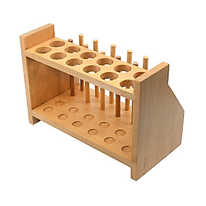 EISCO Wooden Test Tube Rack with 12 Draining Pins - Holds Tubes up to 25mm 9.3" Wide Premium Polished Wood Construction- Eisco Labs