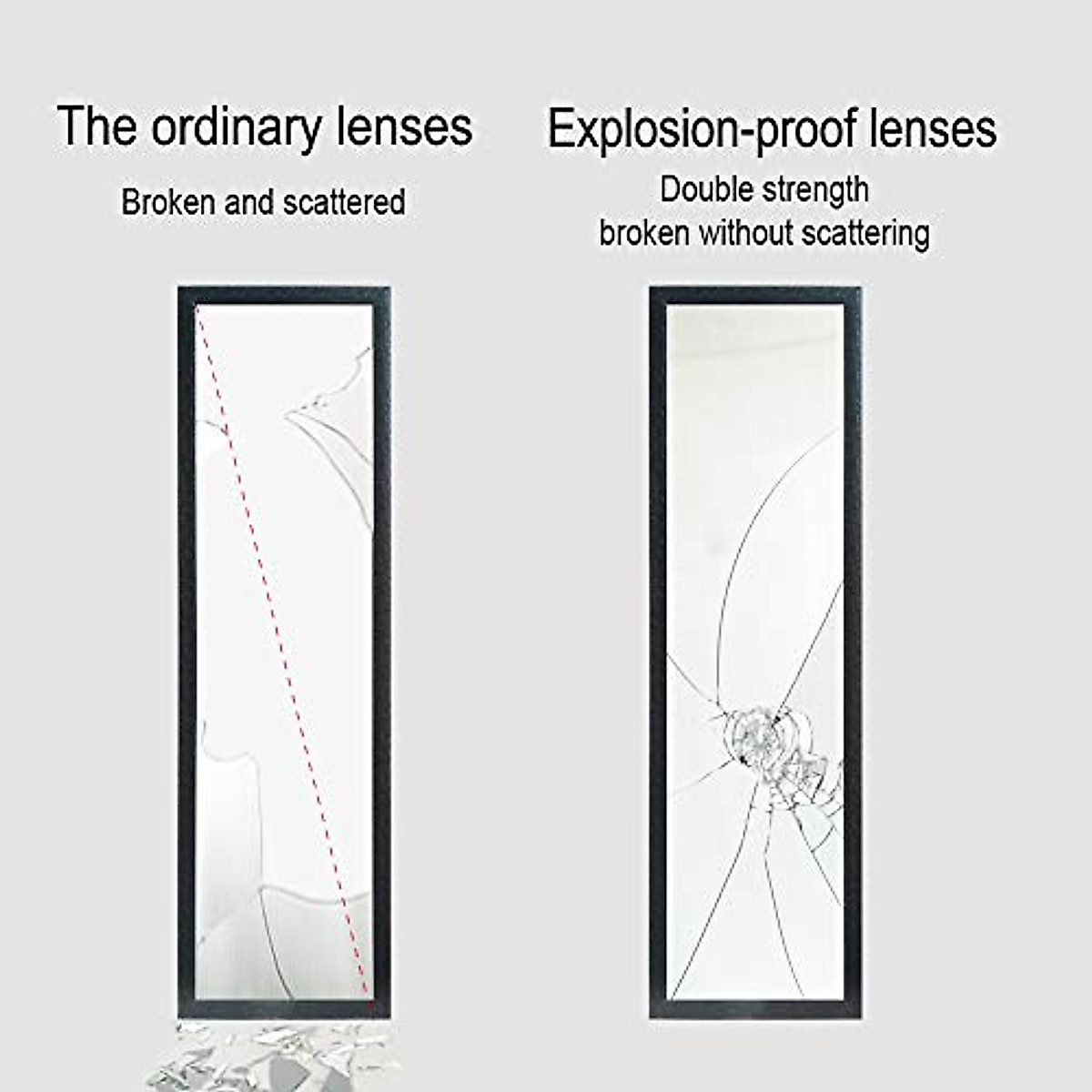 KUIKUI Explosion-Proof Full Length Mirror, Wall Mounted Door Mirror for Dorm Room Decor, Rectangular Float Framed, 50x 14, Black