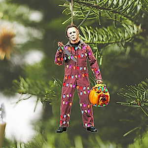 Halloween Dolls Pendant Horror Toys Zombies Skeleton Dwarf Decoration Car Rear View Mirror Pendant Hanging Festival Gifts, Red