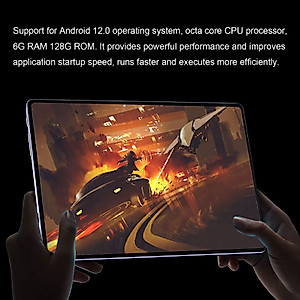 TOPINCN 10.1 Inch Tablet, 6G RAM 128G ROM Portable Tablet 2.4G 5G WiFi for Travel for Home (Grey)