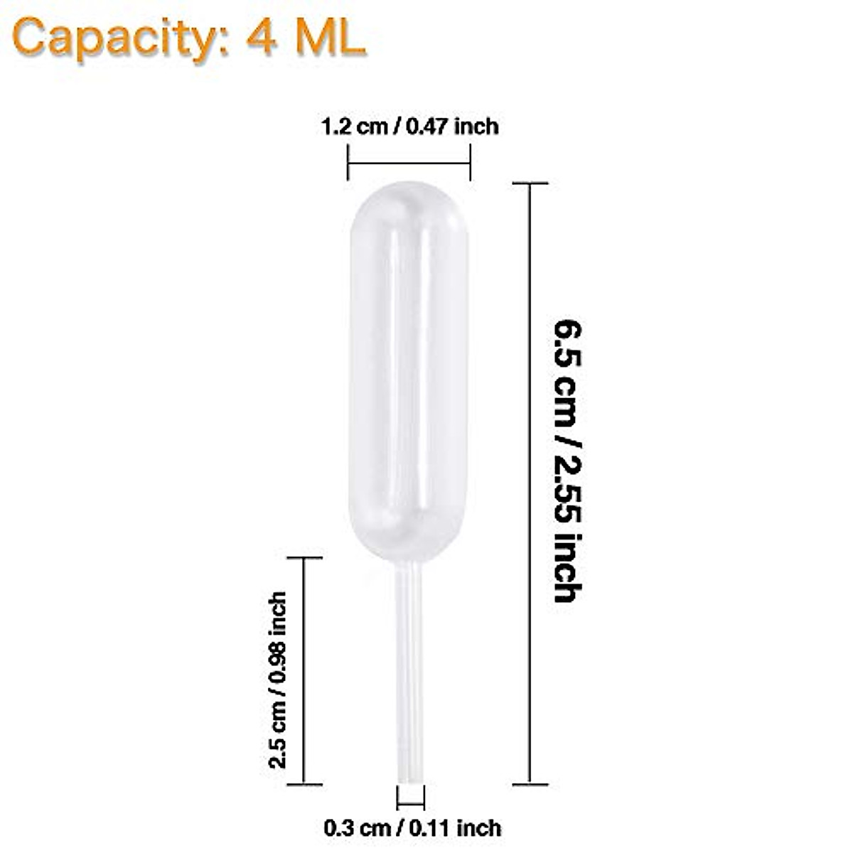 Siumir 100 PCS Pipettes Dropper 4 ML Plastic Food Syringe Dessert Mini Pipettes for Chocolate, Cupcakes, Ice Cream Cups