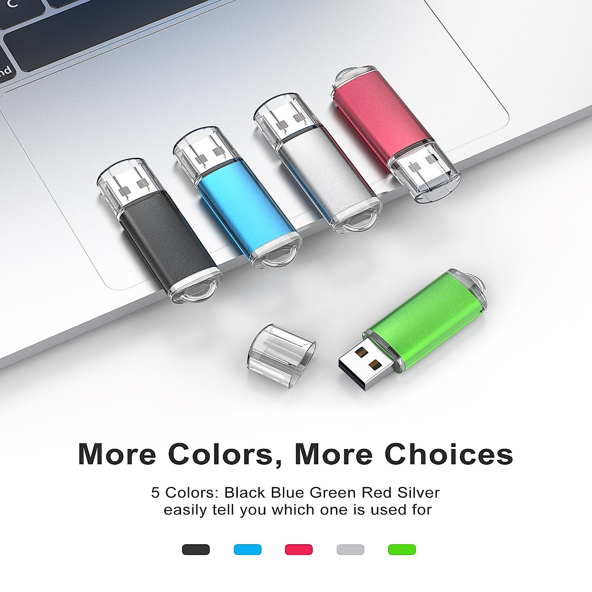 TOPESEL USB Flash Drive 5 Pack 32GB USB 2.0 Flash Drive Memory Stick USB Drive Jump Drive USB Storage Flash Drives Pen Drive Thumb Drives (5 Mixed Colors: Black Blue Green Red Silver)