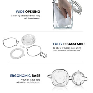 Bormioli Rocco - Food Storage Container - Glass Fido Jars - Hermetic Sealed Hinged Airtight Lid for Fermenting, With Paksh Chalkboard Labels 50 3/4 Ounce (1.5 Liter)