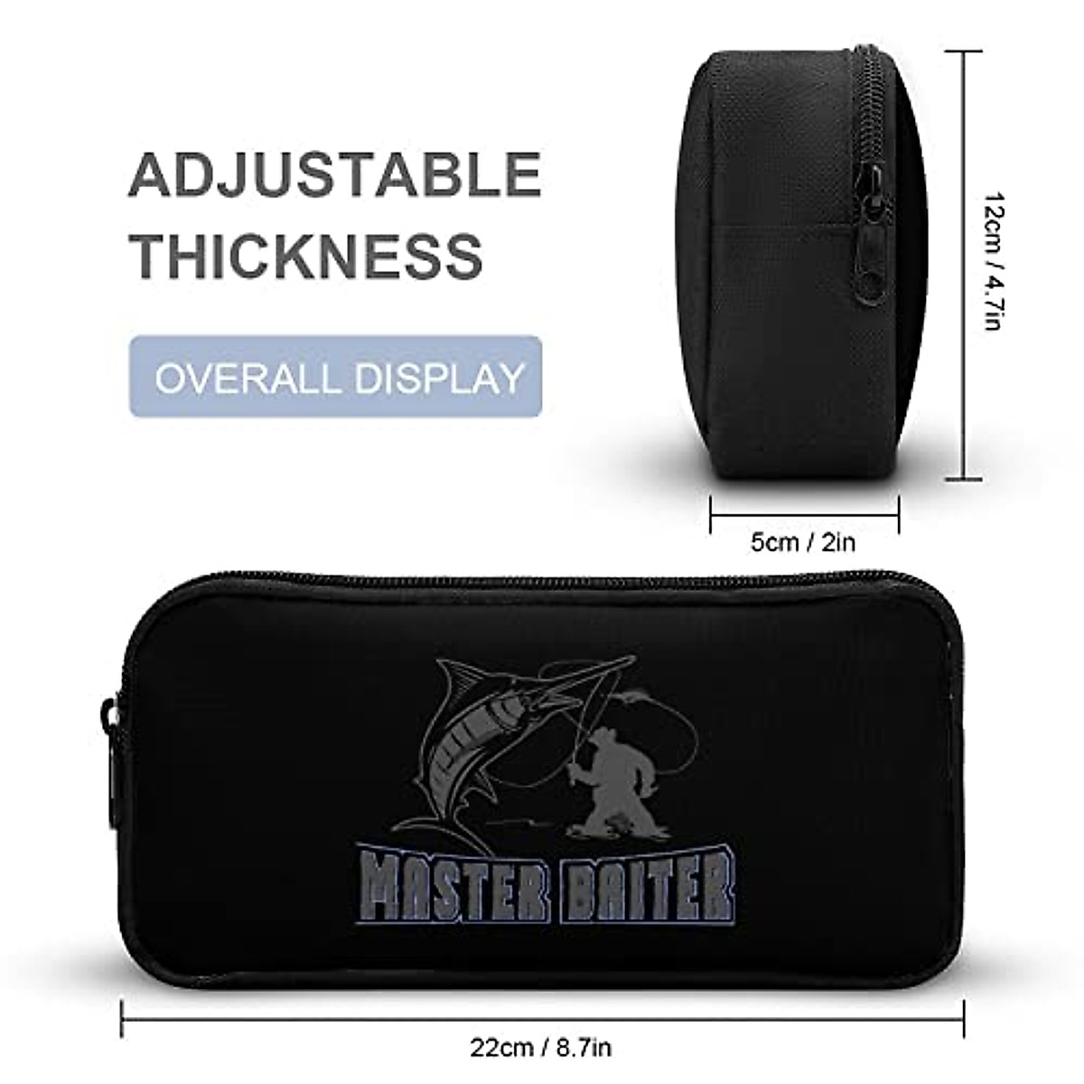 Master Baiter Fishing Lover Large Pencil Case Minimalist Pen Pouch Portable Makeup Bag for Middle High College Office School