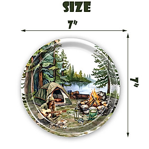 LetDec Camp Bachelorette Party Supplies Plates Camp Bachelorette Disposable Paper Dinner Plates Dinnerware for Camping Bridal Shower Wedding Engagement Birthday Party Decorations