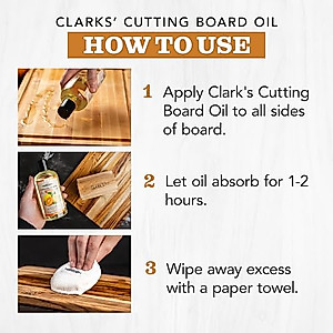 CLARK'S Bamboo Cutting Board Care Kit, Includes Mineral Oil (12oz) and Carnauba Beeswax (6oz) Enriched with Orange & Lemon Extract, Bamboo Cutting Board Oil Food Grade, Cutting Board Wax Bamboo