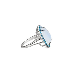 YoTreasure Moonstone London Blue Topaz 925 Sterling Silver Chunky Ring Jewelry