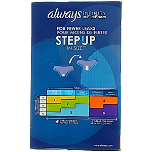 Always Infinity FlexFoam Pads for Women, Size 4, Overnight Absorbency, Unscented, 26 Count