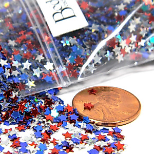 50 Grams of 45,000 Red White Blue Tiny 2.5mm Star Shaped USA Patriotic Theme Plastic Sequins for Table Confetti or Vase Filler