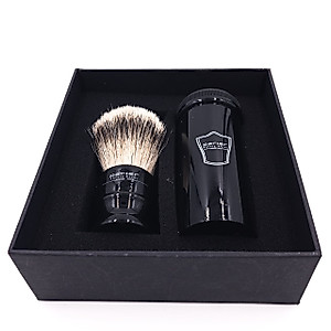 Parker,100% Silvertip Travel Shave Brush with Case, Black - Also Great for Everyday Use!