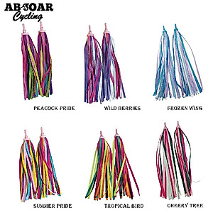 ABSOAR Cycling Colorful Bike Streamer Girls Boys Kids Bicycle Tassel Ribbon Handlebar Scooter Streamers 2 Pairs (Tropical Bird & Peacock Pride)