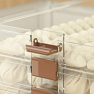 Dumpling Storage Box with Lids, Large Capacity Stackable Food Containers, Multi Layer Transparent Plastic Airtight Food Container Kitchen Supplies for Kitchen Fridge (2 Layers)