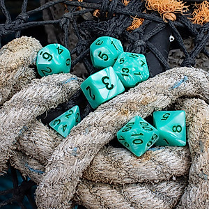 Turquoise Pearl RPG Dice - Full Polyhedral Set - 'Aqua'