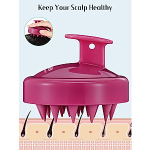 HEETA 2 Pack Hair Scalp Massager Shampoo Brush for Hair Growth, Hair Scalp Scrubber with Soft Silicone, Wet and Dry Hair Detangler (Red & Black)