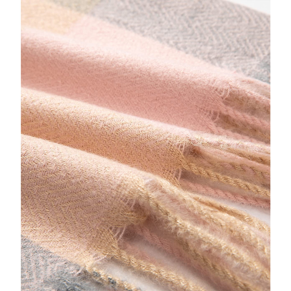 Villand Women's Wool Scarf - Cashmere Feel Winter Warm Checked Scarves for Women, Large Soft Thick Shawls and Wraps with Gift Box (Lilac Check)