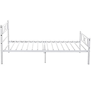 GIME White Twin Bed Frames with Storage for Girls Boys, Platform Bed Mattress Foundation Duty Metal Slats Support with Headboard/Footboard for Teenagers Student, No Box Spring Needed