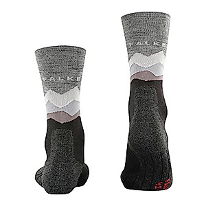 FALKE Men's TK2 Explore Crest Hiking Socks, Merino Wool, Mid Calf, Medium Padding, Max Comfort, Athletic Sock, Black (Black 3003), 12.5-13.5, 1 Pair