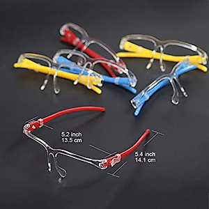 Face Shields Set with 12 Replaceable Anti Fog Shields and 6 Reusable Colored Glasses for Man and Women to Protect Face and Eyes