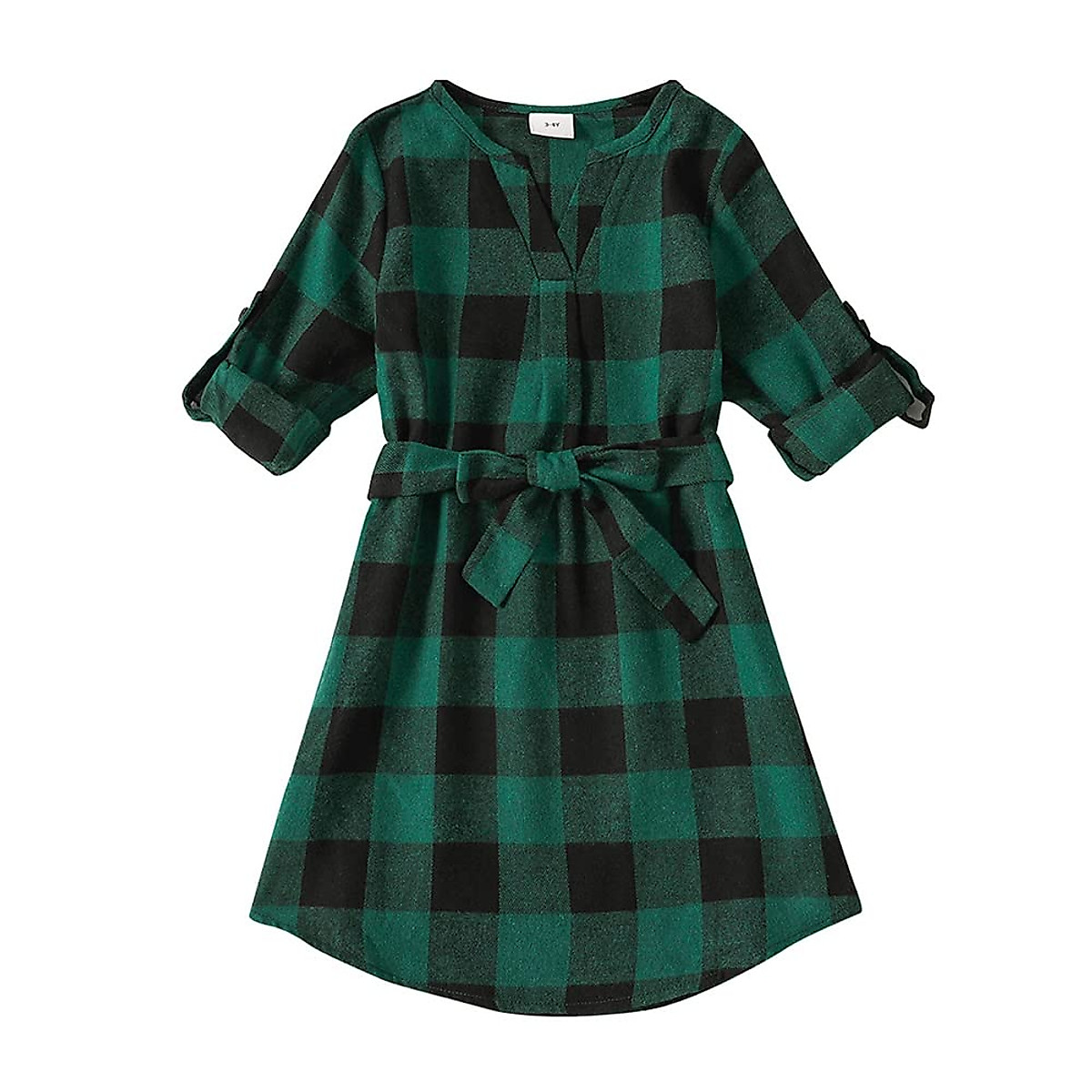 Mommy and Me Christmas Dresses Long Sleeve Santa Claus Green Red Black Buffalo Plaid Velvet Dress Fall Winter Xmas Holiday Party Mom Daughter Matching outfits Photoshoot Green Black Plaid 8-9 Years